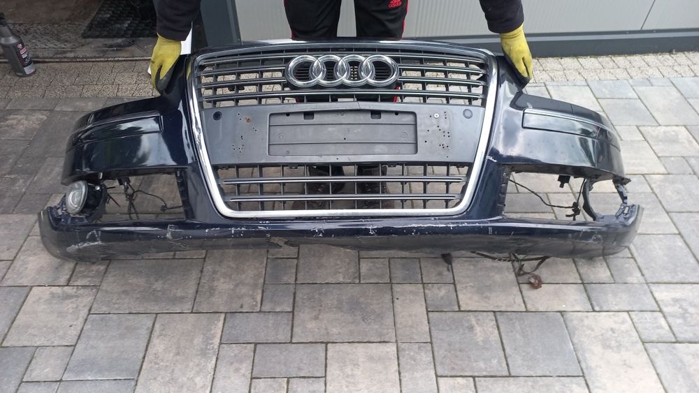 Audi a8 d3 lift duży grill zderzak przód przedni lz5j uszkodzony ...