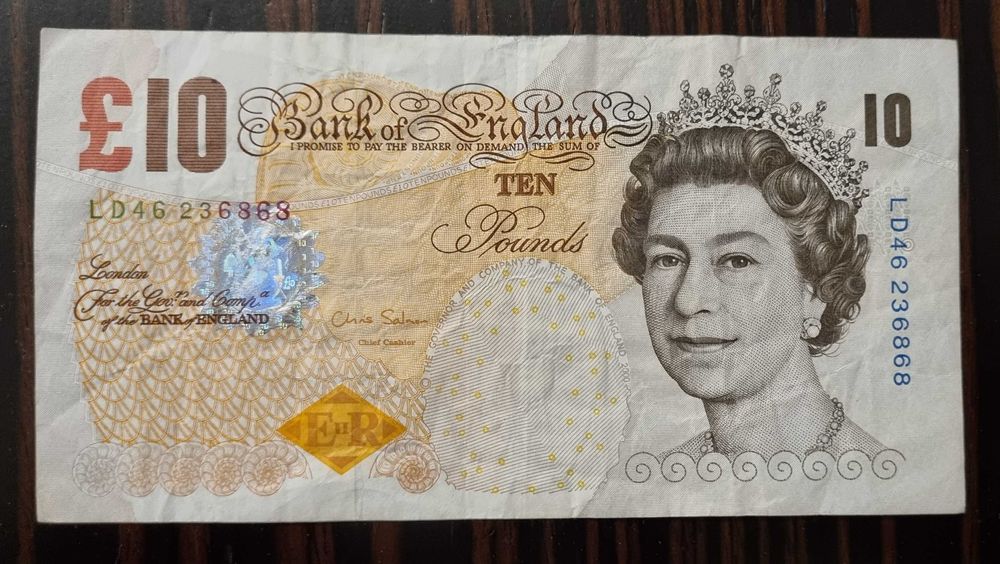 Nota de 10 Libras/Pound série E. (De 2000 a 2016) Rainha Elizabeth II ...