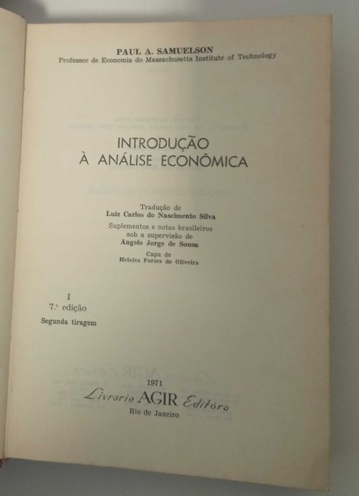 Introdução à análise económica, de Paul A. Samuelson I & II Lamego ...