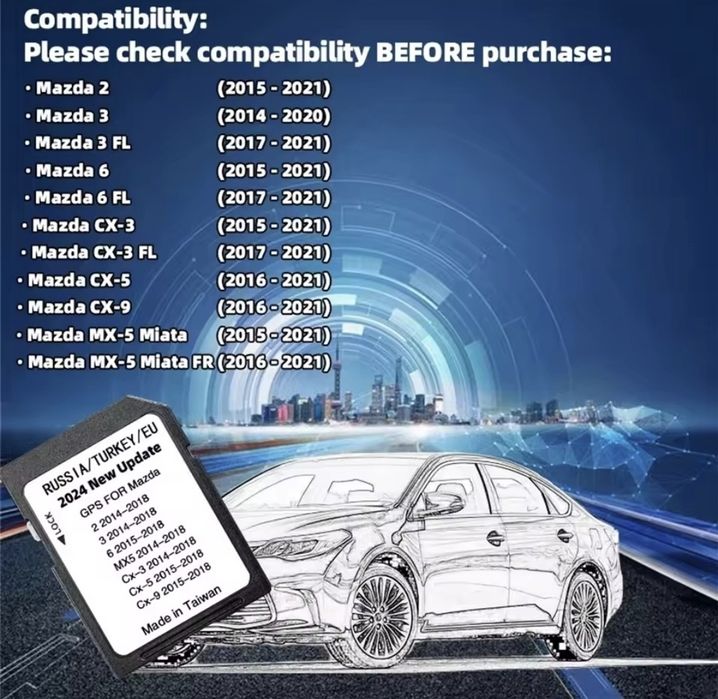 Cartão GPS com mapas da EU atualizados para Modelos MAZDA Freamunde ...