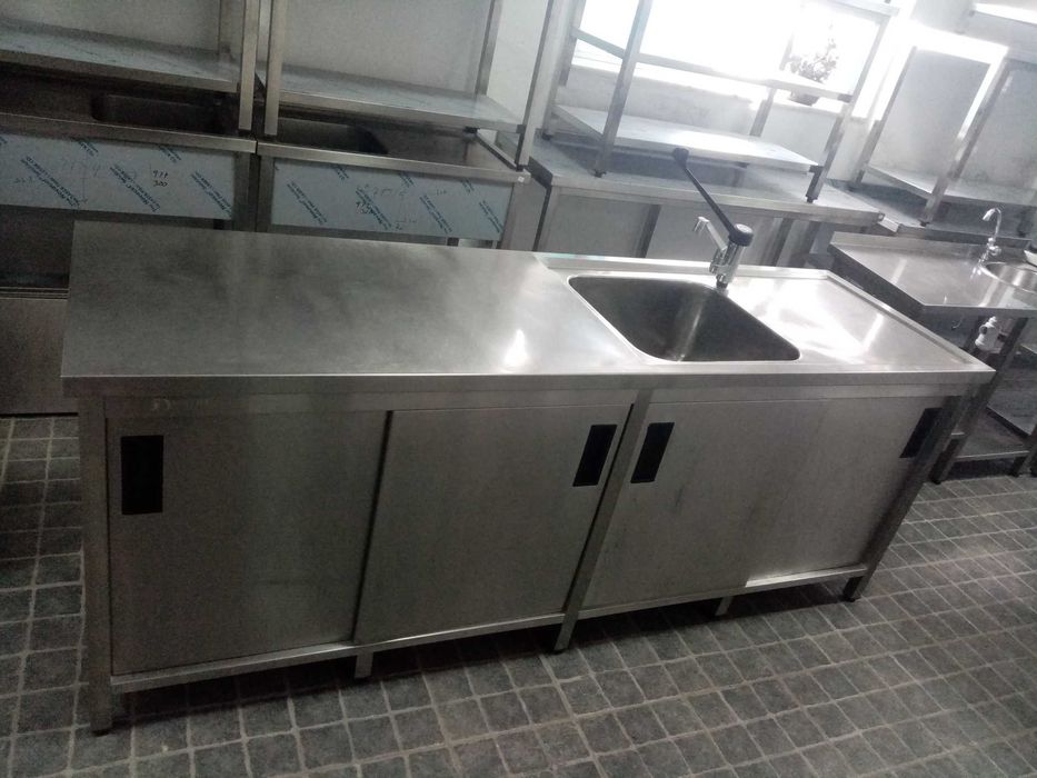 ACM1299 - Bancada de Lavagem em Inox com Cuba Grande - Usada Estremoz ...