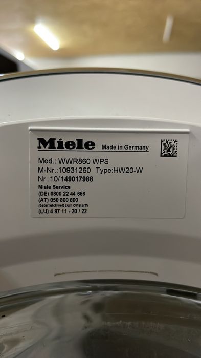 Пральна машина Miele WWR 860 WPS (2021р 540год): 32 300 грн. - Пральні машини Жовква на Olx