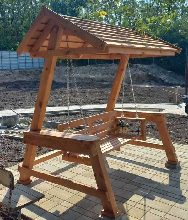 Гойдалка дерев’яна ( качелі , брус , рейка , дошка, беседка) - Готові ...