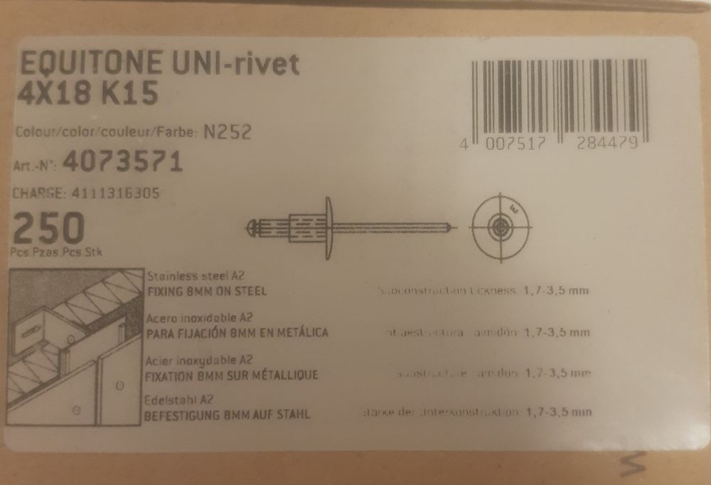 Nity Equitone Uni Rivet N252 , Szare Nity , do elewacji wentylowanej ...