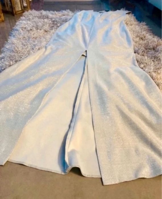 Sukienka srebrna a’la rybia luska r. 40/L slub cywilny Warszawa Wola ...