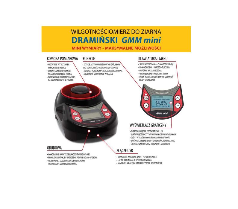 Wilgotnościomierz GMM mini do ziarna, zboża, rzepaku + GRATIS Szynwałd ...