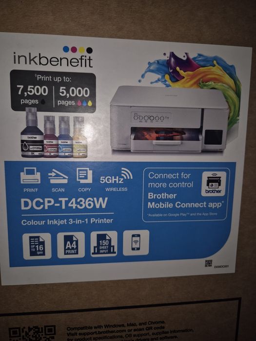 Nowa drukarka Brother Inkbenefit DCP-T436W urządzenie wielofunkcyjne 3 ...