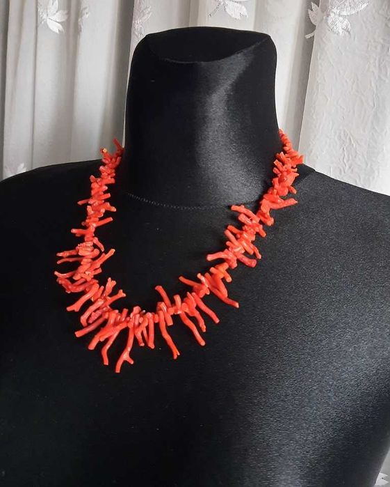 Stary naszyjnik Koral Naturalny gałązki koralowiec korale czerwone 52 ...
