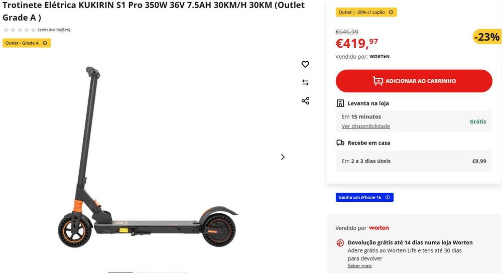 Trotinete Elétrica KUGGOKIRIN KugooKirin S1 Pro São Domingos de Benfica ...