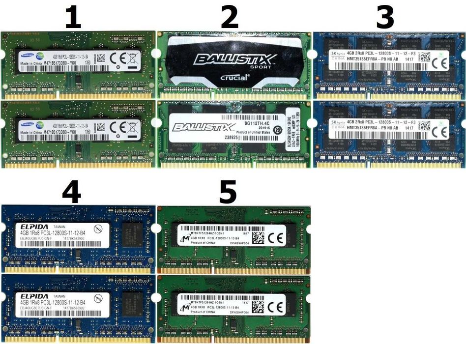 8GB (2x4GB) SO-DIMM DDR3L 1600MHz Samsung/Crucial/Hynix/Elpida/Micron ...