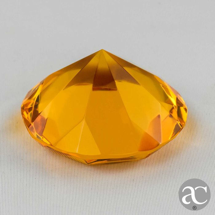 Pisa-papéis cristal Rosenthal, em forma de diamante, Cor Âmbar, 8,2 cm ...