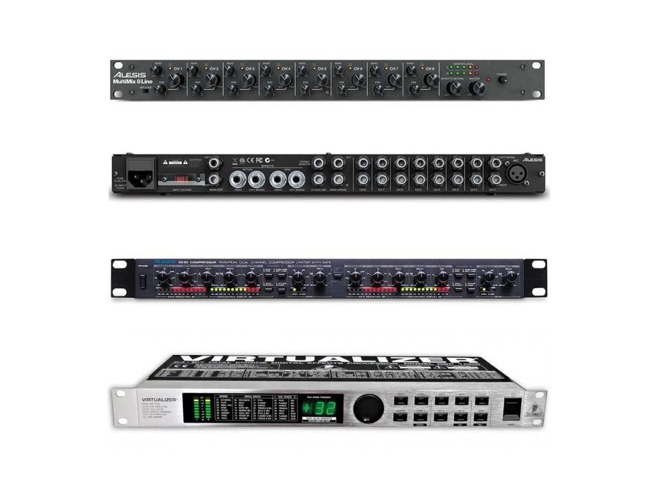 Racks Alesis Multimix 8 Line/ 3630 Compressor/ Behringer Virtualizer ...