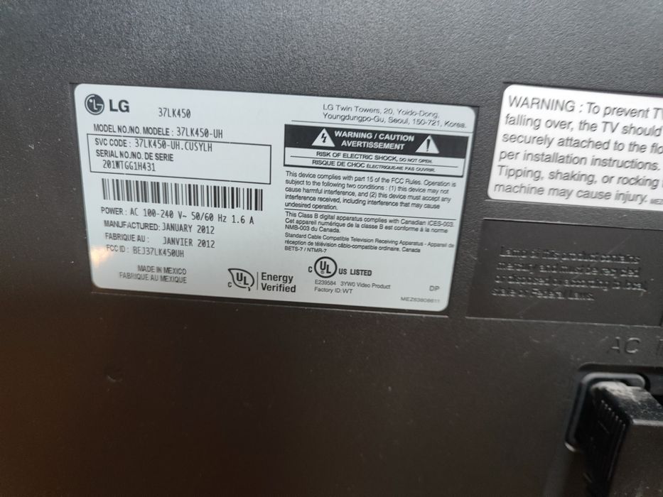 TV LG modelo 37LK450 Carcavelos E Parede • OLX Portugal