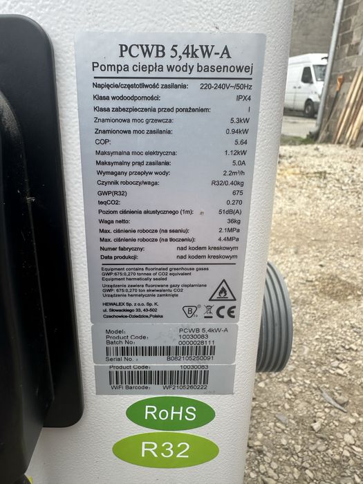 Basenowa Pompa Ciepła Hewalex PCWB 5,4 kW +BAJPAS Mokra • OLX.pl