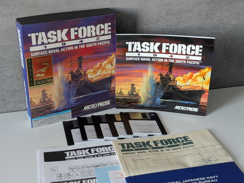 Task Force 1942 gra PC DOS BIG BOX dyskietki 1.44" oryginał z 1992 r ...