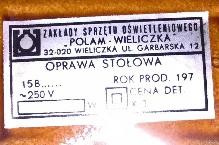 Lampa stołowa ceramiczna. POLAM - WIELICZKA. Rok 1970 Poznań Chartowo ...