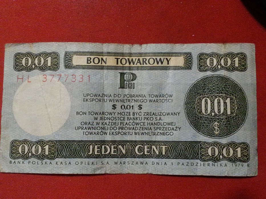 Znaczek Jedyny taki! 1 cent Pewex PRL bon 29/02/1988 Opole • OLX.pl