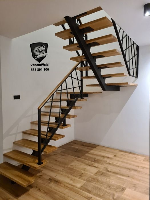 Schody stalowe, metalowe, nowoczesne, na belce,loft, samonośne półkowe ...