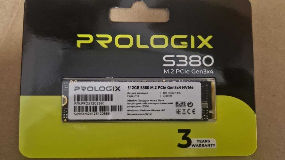 SSD диск Prologix S380 M.2 2280 PCIe 3.0 x4 NVMe новий: 1 100 грн. - Комплектуючі та аксесуари ...