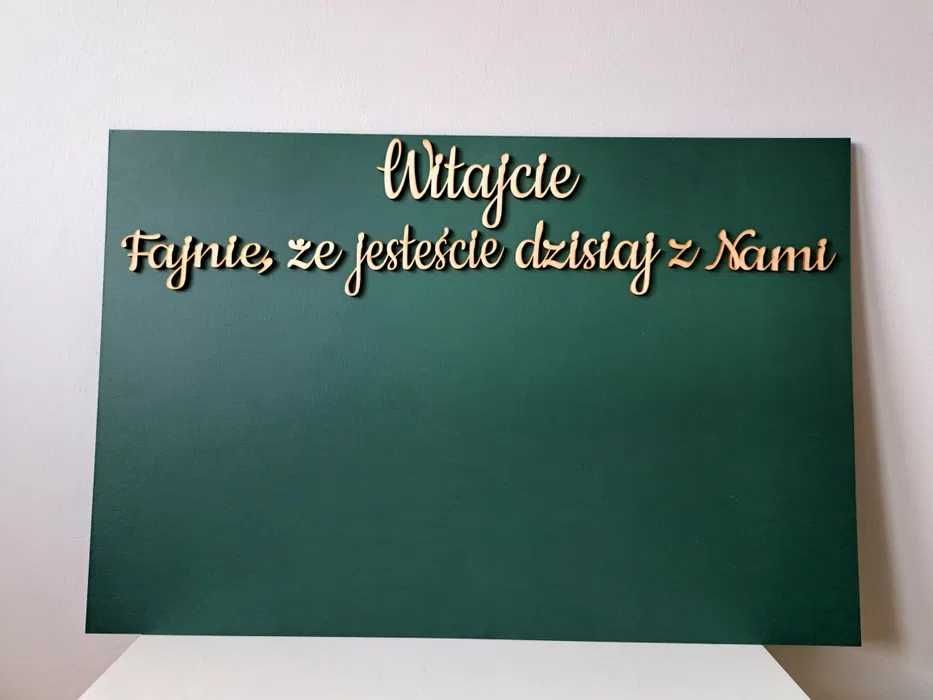 Tablica ślubna tablica powitalna butelkowa zieleń plan stołów wesele ...