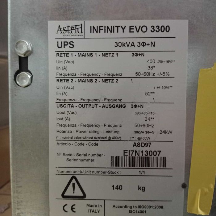 UPS ASTRID EVO 3300 30kVA/24KW 3-fazowy ( zasilacz awaryjny ...