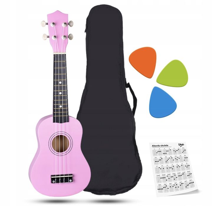 Ukulele Sopranowe Drewniane Do Nauki 3 KOLORY Dla Dzieci Prezent ...