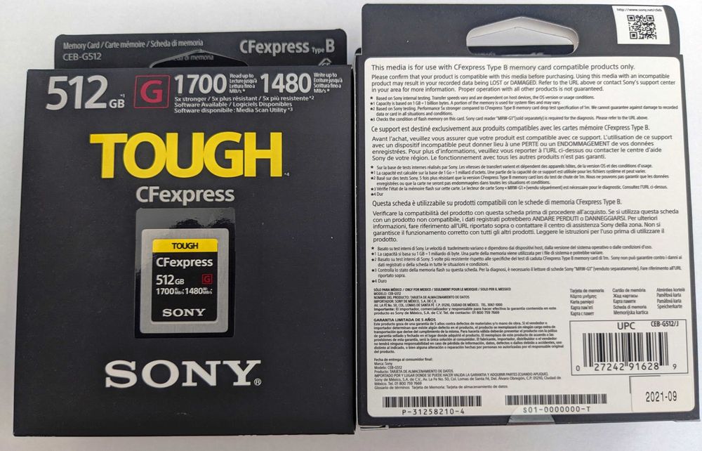 Карта пам'яті Compact Flash Sony 512GB CFexpress Type B: 11 960 грн ...