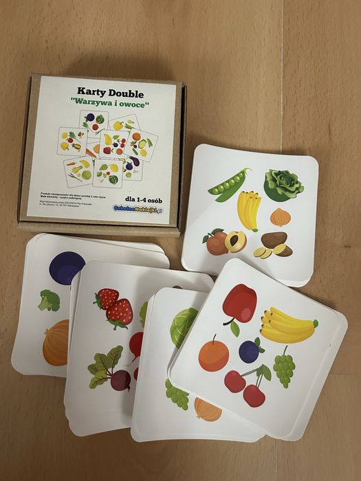 Karty double dobble warzywa i owoce szkolne naklejki nauka języków ...