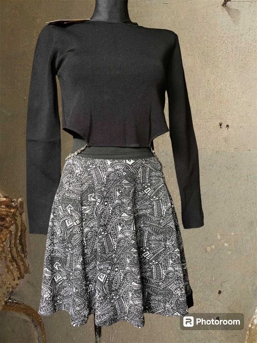 Spódnica krótka mini na gumkę we wzory czarna siwa bawełna 38 M ...