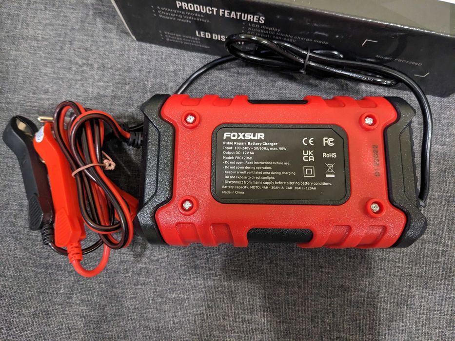 Зарядка Foxsur 12V 6A Зарядное устройство для аккумулятора АКБ AGM GEL ...