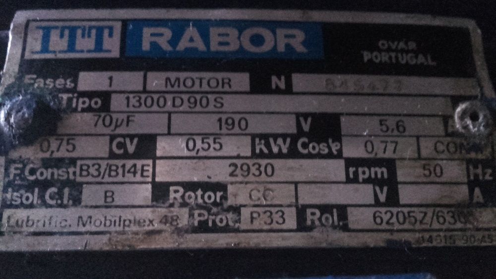 Grupo Motor e Bomba RABOR Monofásico (Captação de Água em Poços) Ronfe ...