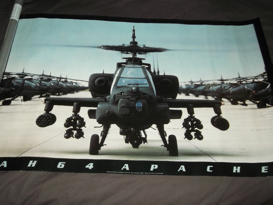 Poster original e vintage do AH 64 Apache de 1990, nunca usado ...