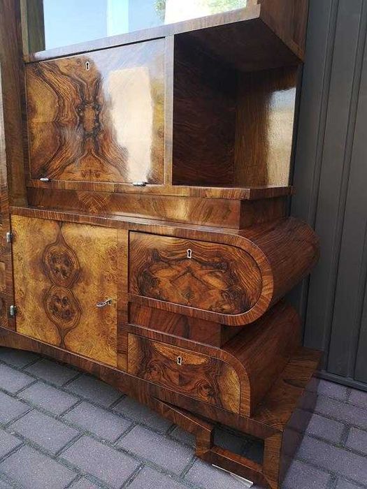 Witryna Barek ART-DECO Unikat Politura Orzech Stara Antyk Po Renowacji ...