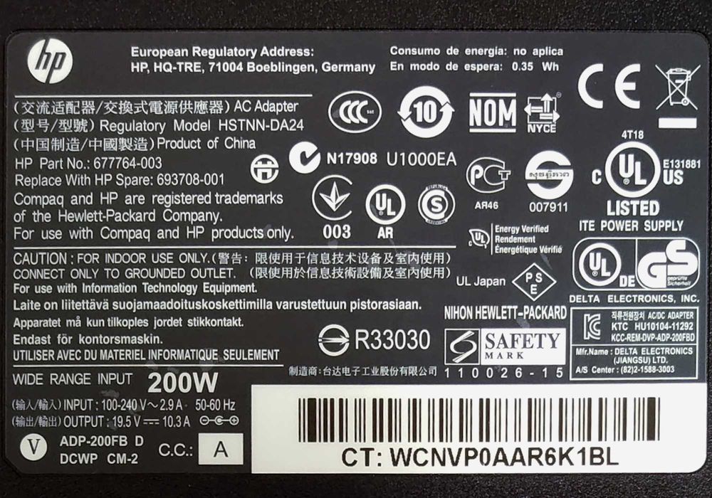 HP 200W Блок питания ноутбука 19,5V 180W 150W 130W 120W 90W *7,4х5,0мм ...