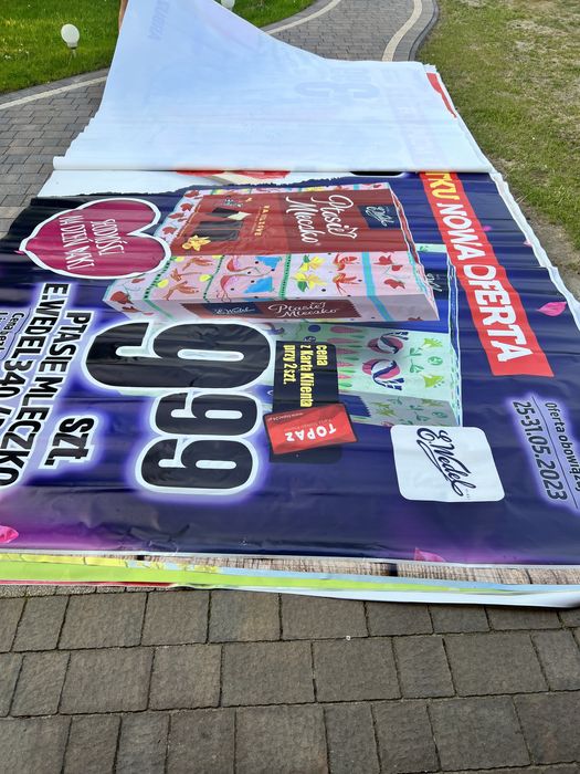 Plandeka baner reklamowy używany 2,20m-4,40m wysyłka Białobrzegi • OLX.pl