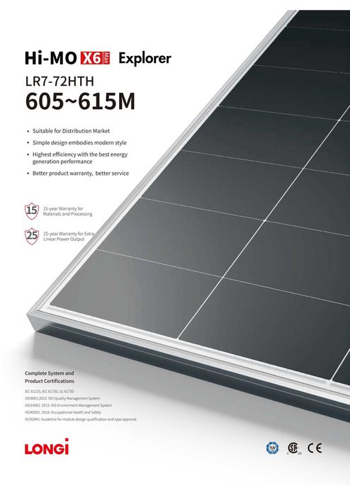 СЕС Longi Hi-MO X6 max LR7-72HTH 610M Explorer Сонячні панелі: 3 420 грн. - Електрика Луцьк на Olx