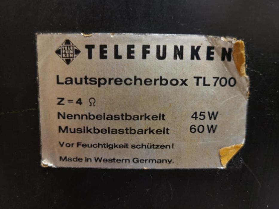 Kolumny Telefunken TL 700 Germany 4ohm 60W Dobór audio Warszawa ...