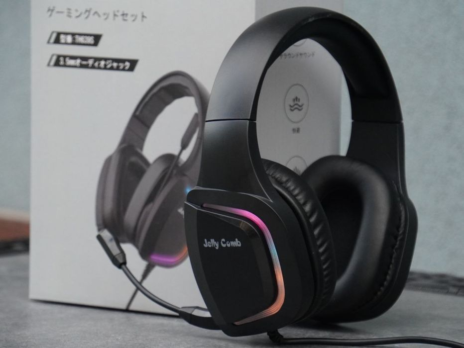 Игровая гарнитура Jelly Comb проводная с микрофоном , rgb подсветка ...