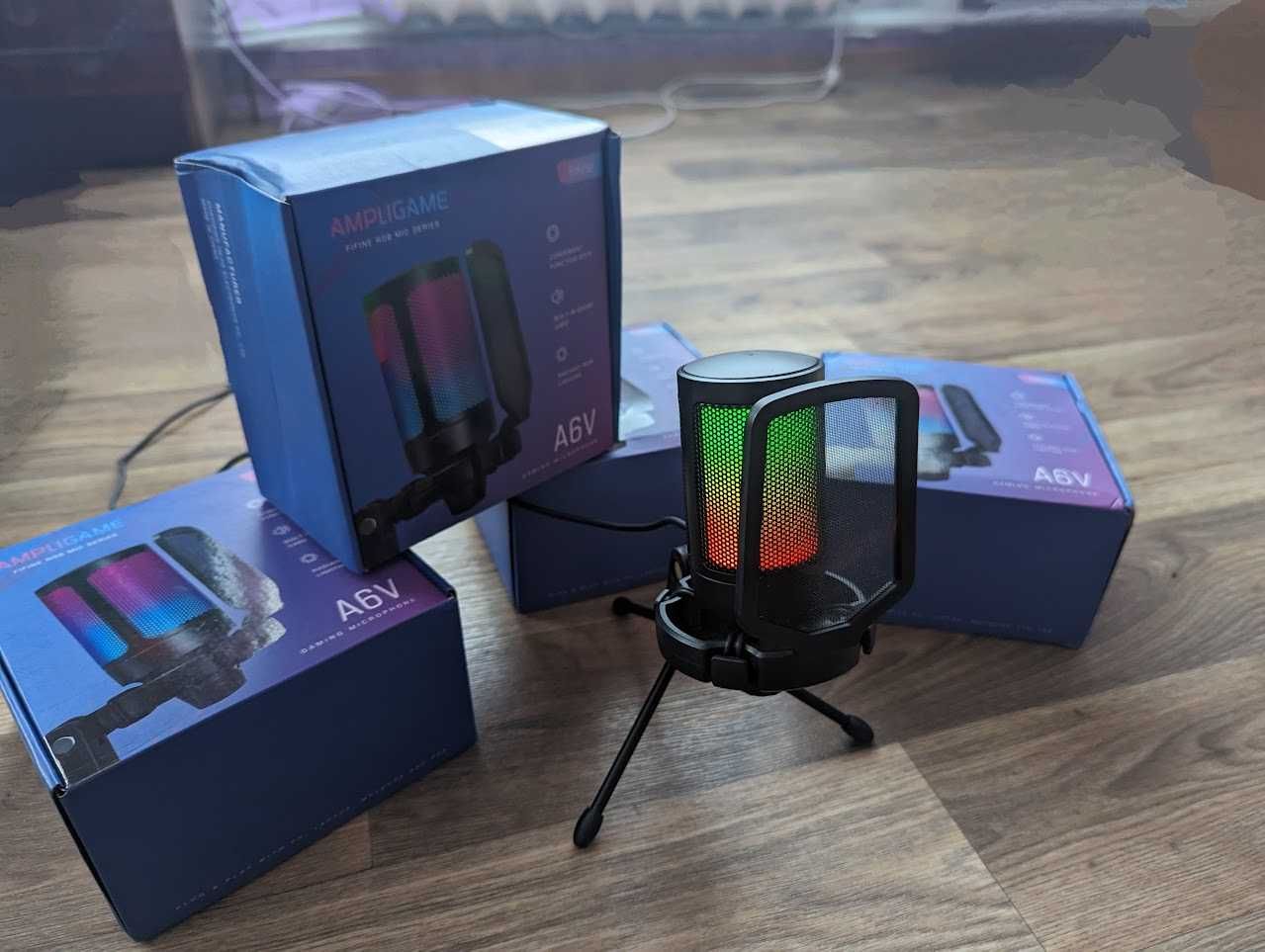 Розпродаж! Новий Мікрофон Fifine A6V AMPLIGAME з RGB. Білий/чорний: 1 ...