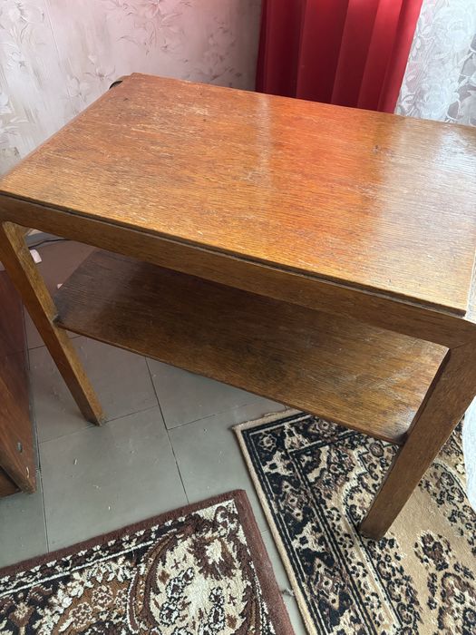 Stolik z półką rtv PRL, drewno Gorzów Wielkopolski • OLX.pl