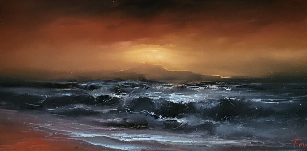 Dawid Figielek obraz olejny na płótnie, morze, marynistyka, Wałbrzych ...