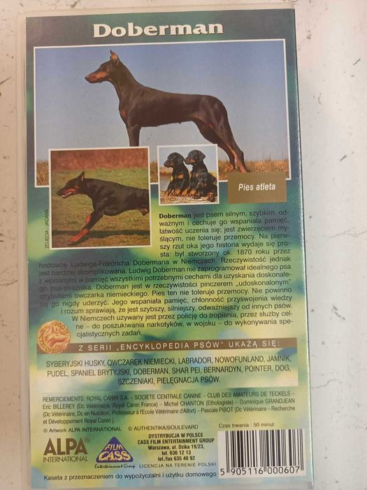 Kaseta VHS z filmem z hodowlą psów rasy Doberman Warszawa Ursus • OLX.pl