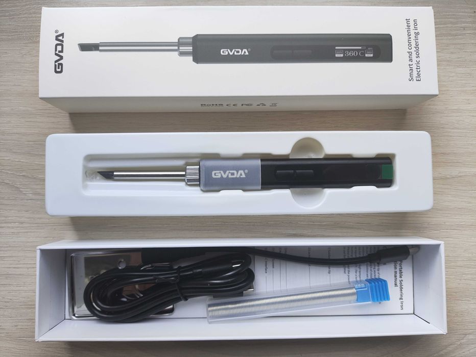 GVDA GD300 смарт паяльник портативный usb-с 65w, новый, жало KU: 888 ...
