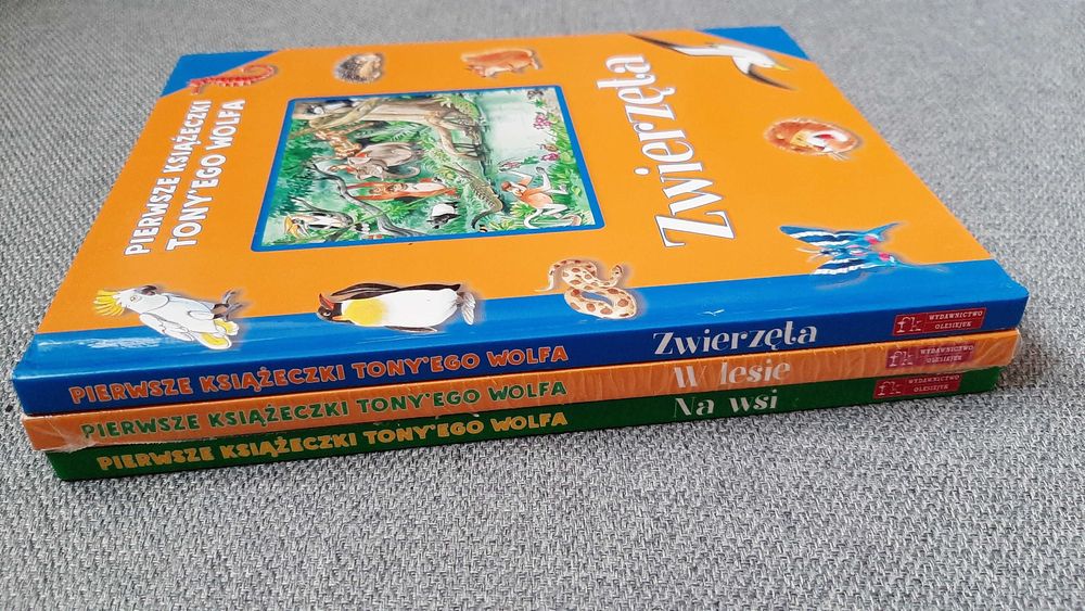 Tony Wolf seria Pierwsze książeczki 3 szt Mały atlas zwierząt las wieś ...