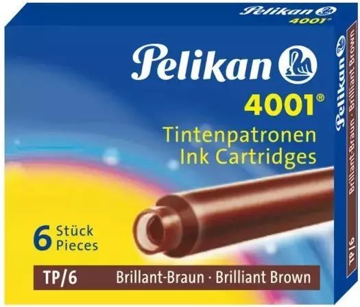Naboje krótkie Pelikan 4001 TP/6, brązowe (6 sztuk). Pelikan AG Wrocław ...