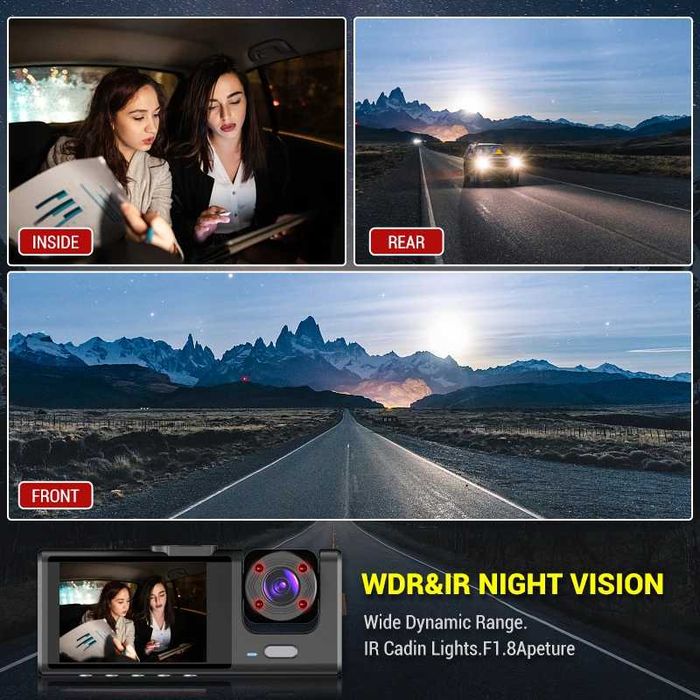Dashcam com camara interior e LCD + câmara traseira UBER BOLT TAXI NOV ...