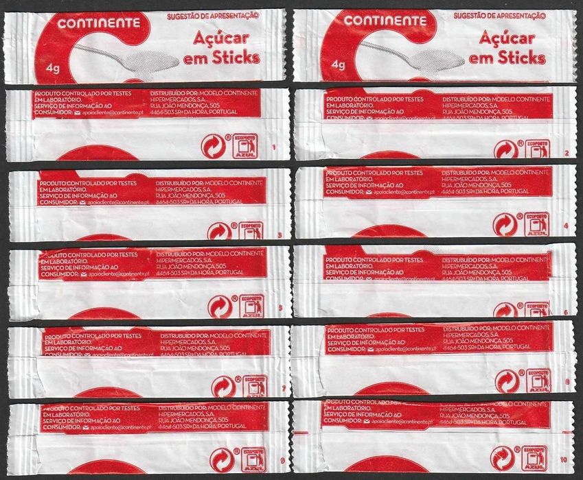 Pacotes de Açúcar -Continente 2023, sticks 4 g. Póvoa De Santa Iria E ...