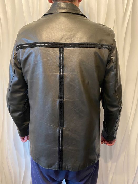 Мужская кожаная черная курточка куртка тренч пиджак 52 l xl: 315 грн ...