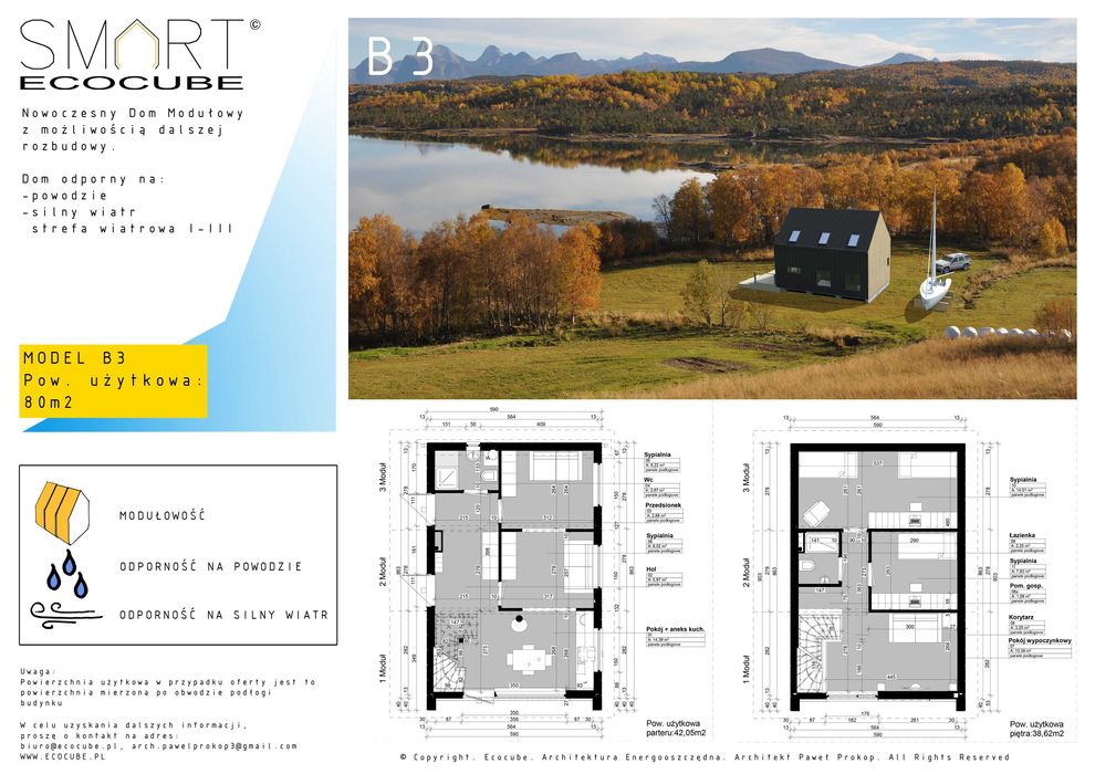 Dom Drewniany Modułowy Ecocube Smart B3 80m2 Warszawa Mokotów • OLX.pl