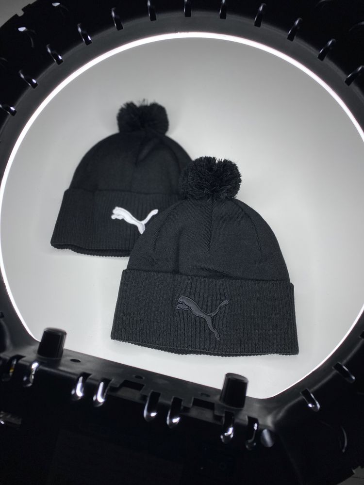 Чоловіча шапка PUMA з помпоном Пума з підворотом Мужская на флисе: 499 ...